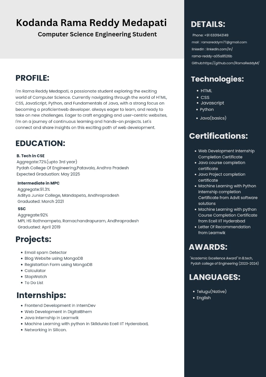 Rama Reddy Portfolio